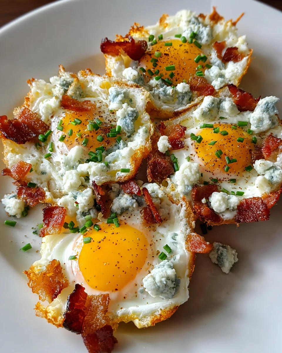 Cloud Eggs with Blue Cheese & Bacon - Recipesinspired
